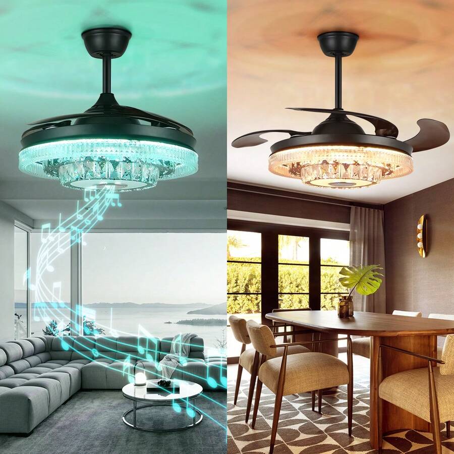 42" Modern Smart Ceiling Fan With Lights Remote Control Fandelier ...
