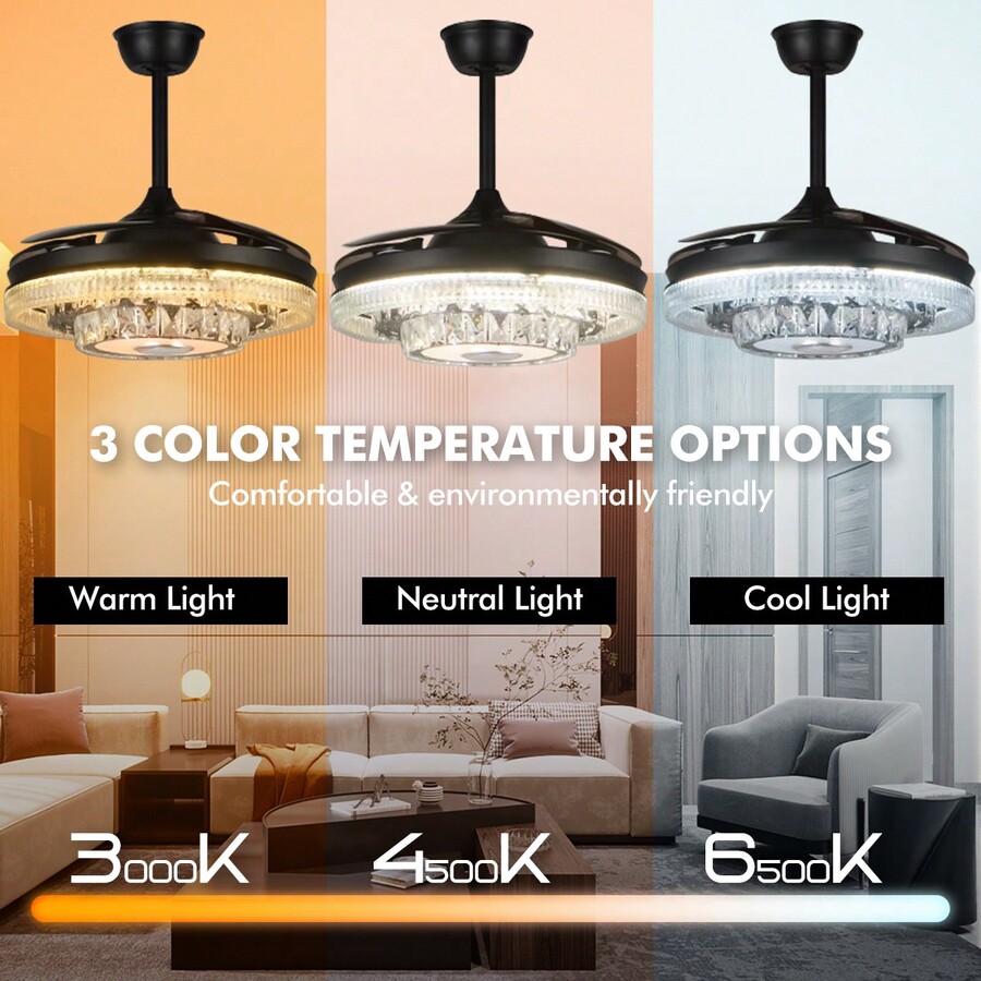 42" Modern Smart Ceiling Fan With Lights Remote Control Fandelier ...