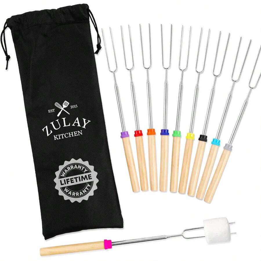 Zulay Kitchen Stainless Steel Long 32-Inch Marshmallow Roasting Sticks ...