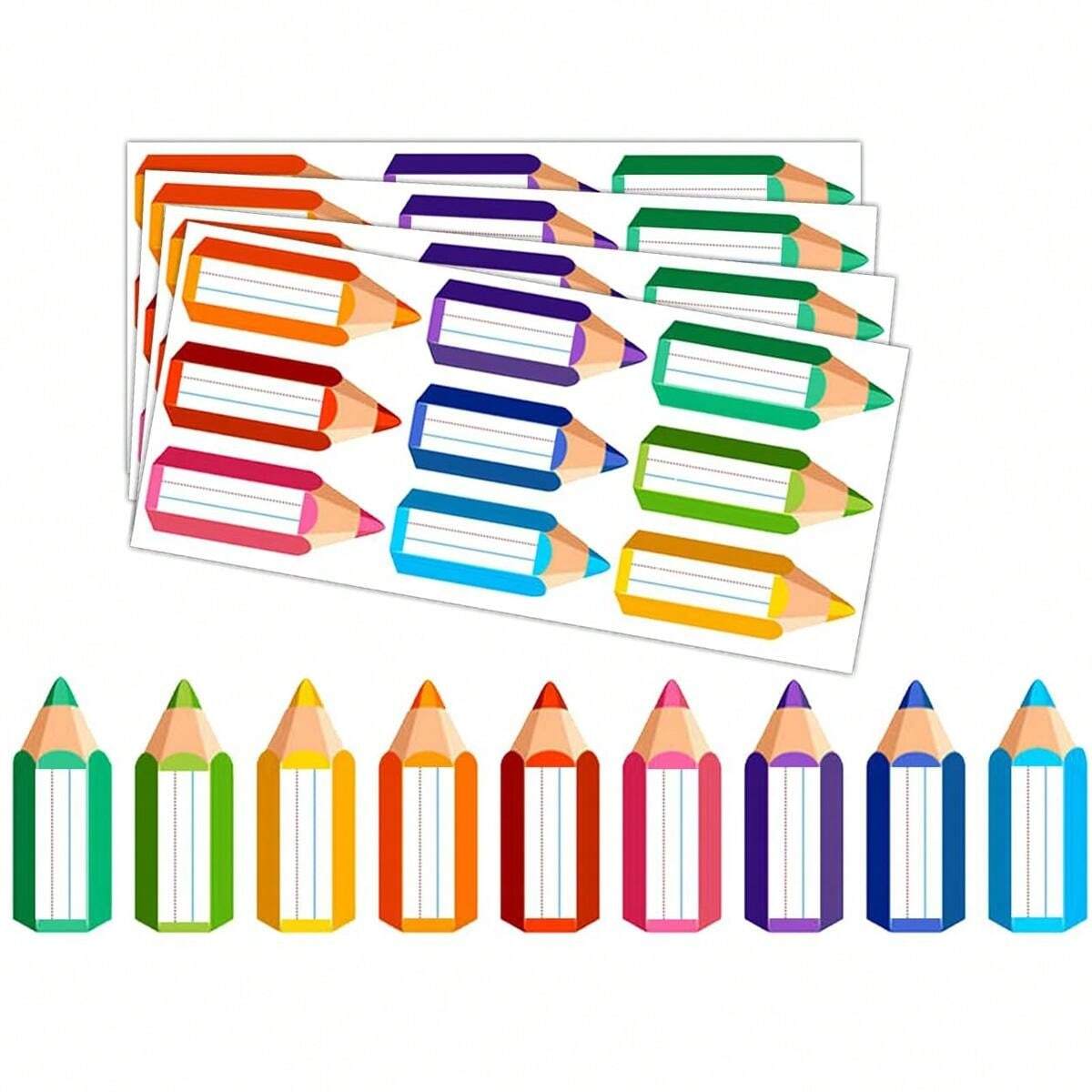Colorful School Pencils Name Tags Stickers,Classroom Name Plates For ...