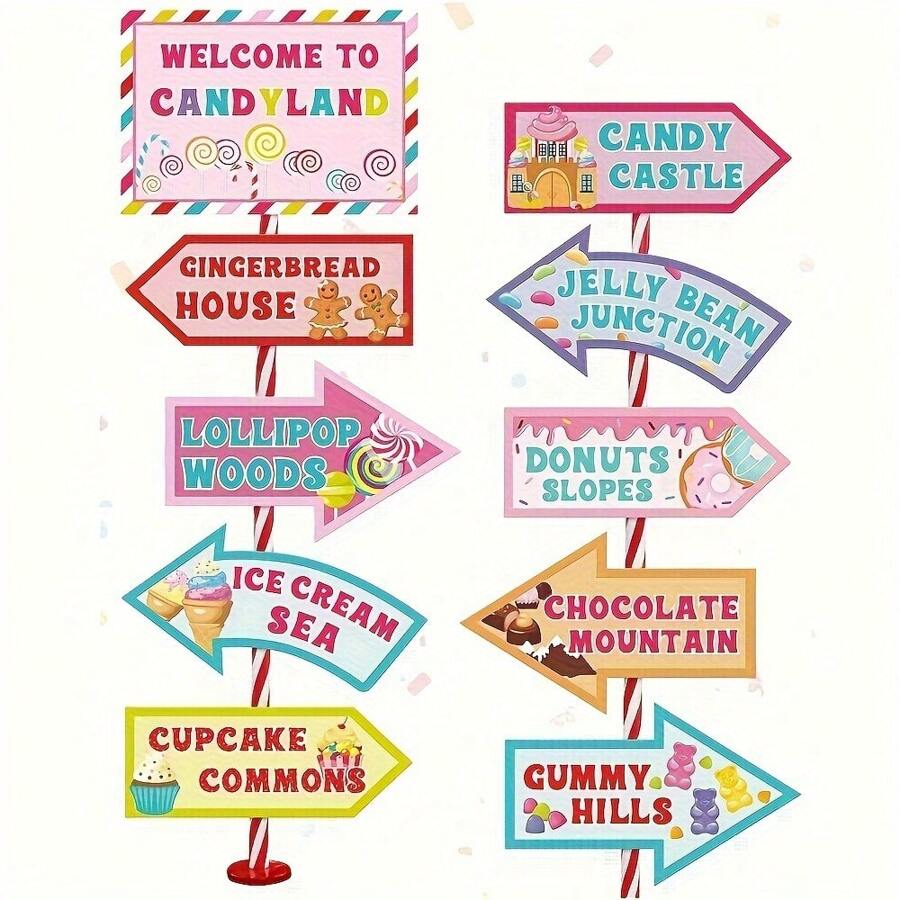20 PCS Candyland Party Decorations - Candy Land Party Signs - Welcome ...