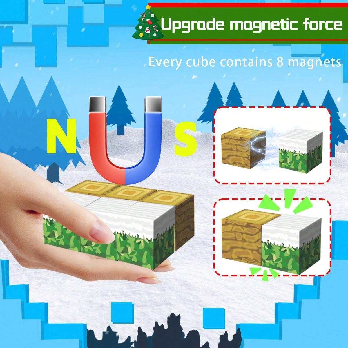 54PCS Magnetic Blocks Game-Based Kid Toys For Boys Girls, Build Mine ...