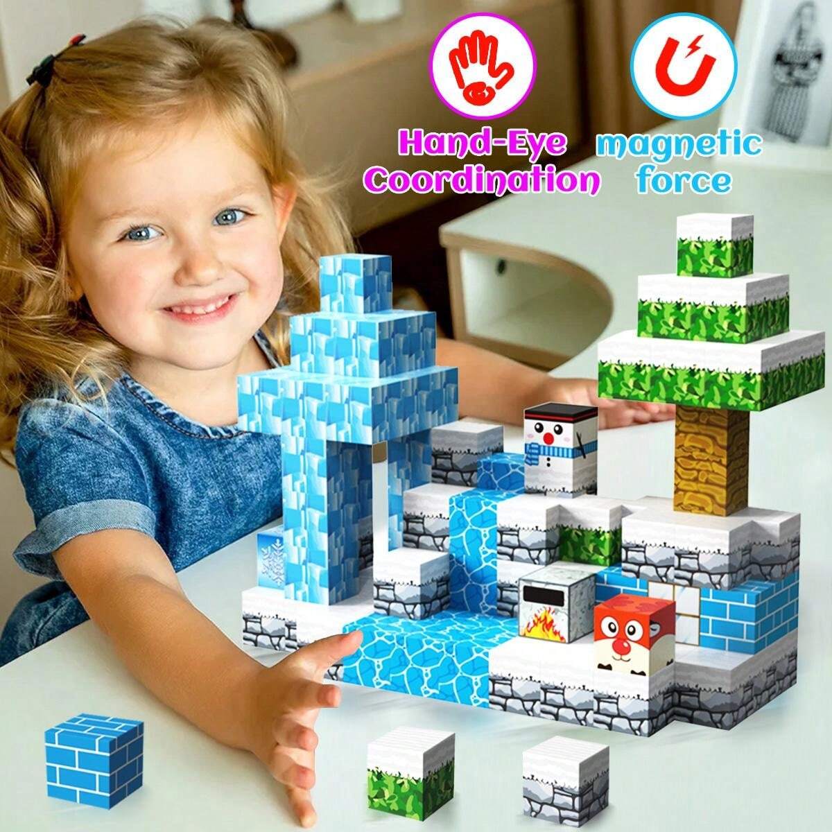 54PCS Magnetic Blocks Game-Based Kid Toys For Boys Girls, Build Mine ...