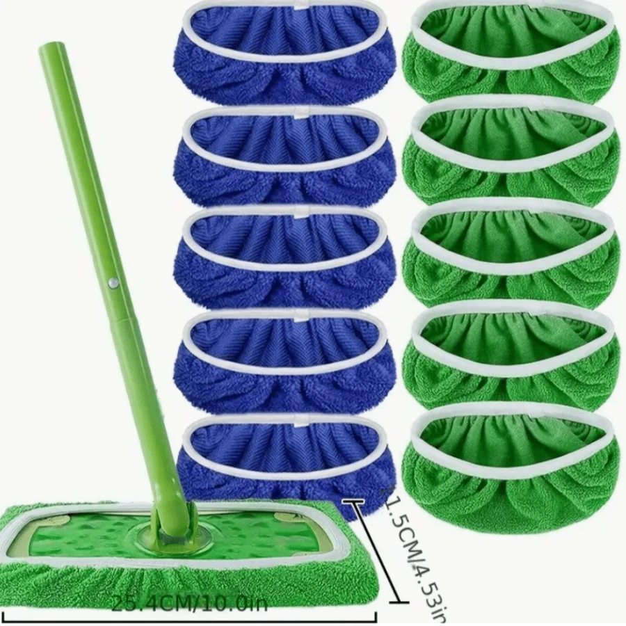 10-Piece Set With Mop Cloths For Washing, Reusable Mop Cloths, Flat Mop ...