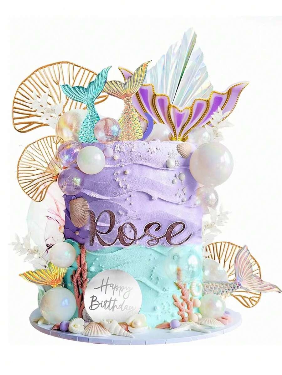 20 Pieces Mermaid Cake Toppers, Including Magic Laser Mermaid Fish Tail ...