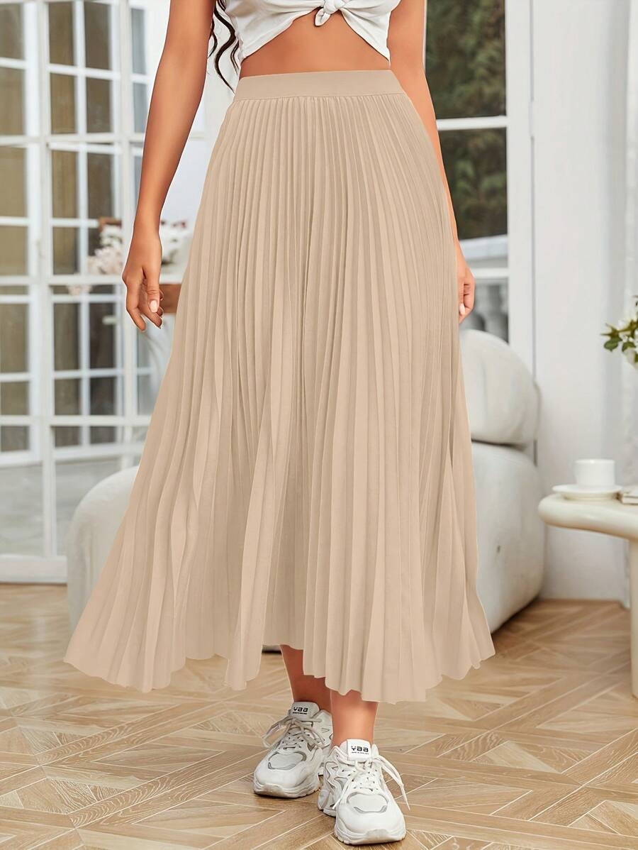 Women's Minimalist Fashionable Elegant Pleated Skirt | SHEIN USA