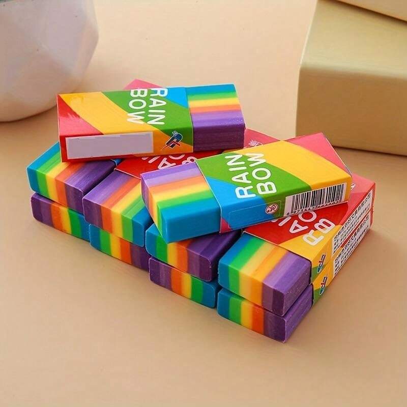 Rainbow Eraser Set: 10 Pieces Of Creative 2B Rubber Erasers For ...
