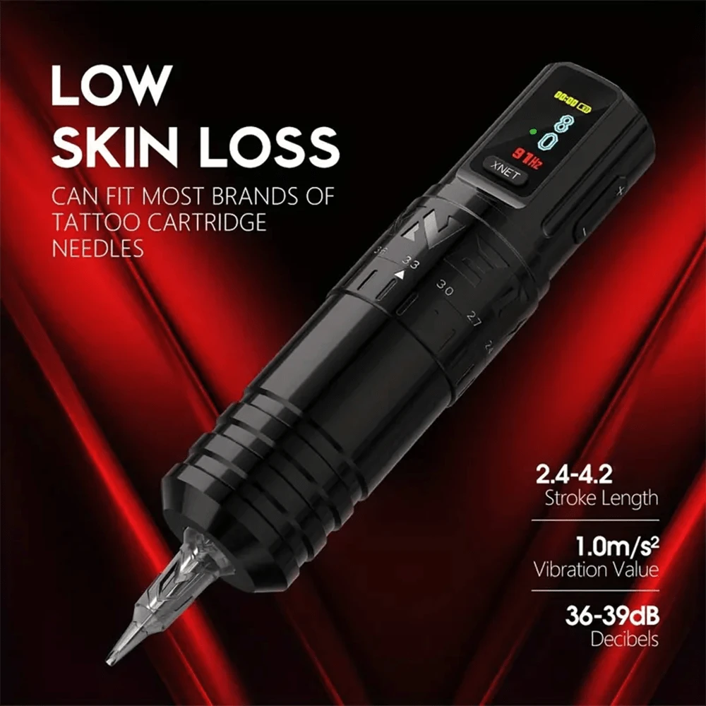 Máquina de tatuaje inalámbrica profesional XNET Vipera, ajustable, pantalla OLED de 2,4-4,2 mm ...