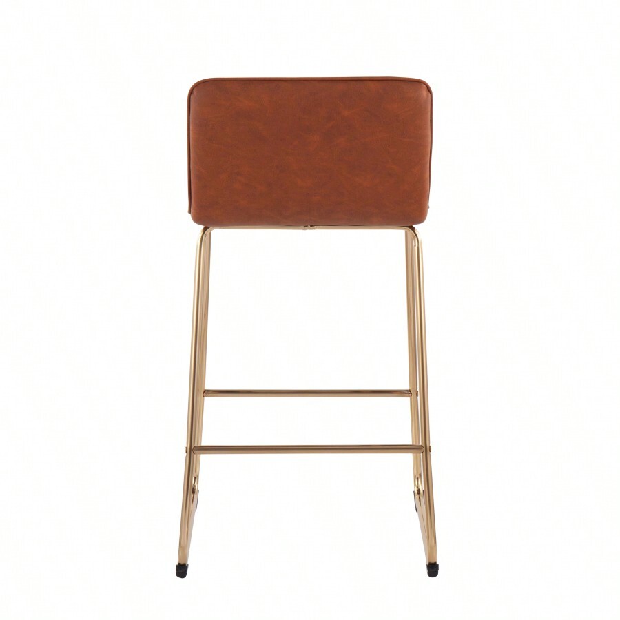 Casper Fixed-Height Contemporary Counter Stool In Gold Metal And Camel ...