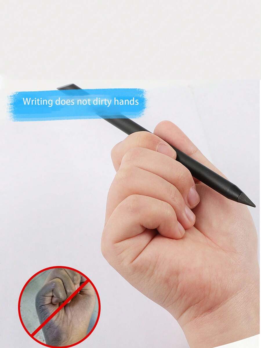 1pc Oblique Tip Eternal Pencil, Black Graphite Pencil For Writing ...