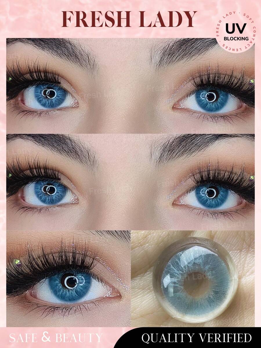 1 Pair Exotic Blue Eye Contacts Soft Contact Lens Dopamine 14.20mm For ...