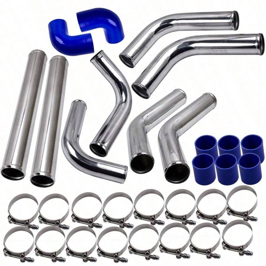 2.5" Universal Aluminum Intercooler Turbo Piping Pipe Kit+ Silicone ...