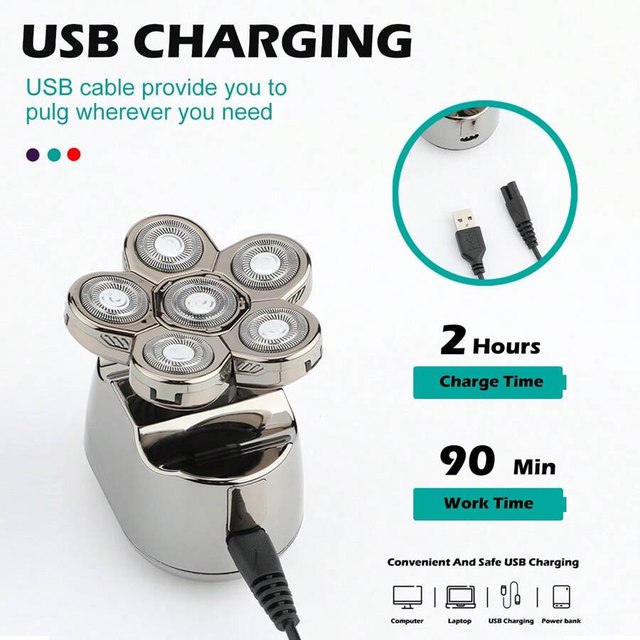 VGR VGR USB סיבובי גילוח מקצועי סכיני גילוח עמיד למים נטענים חשמליים ...