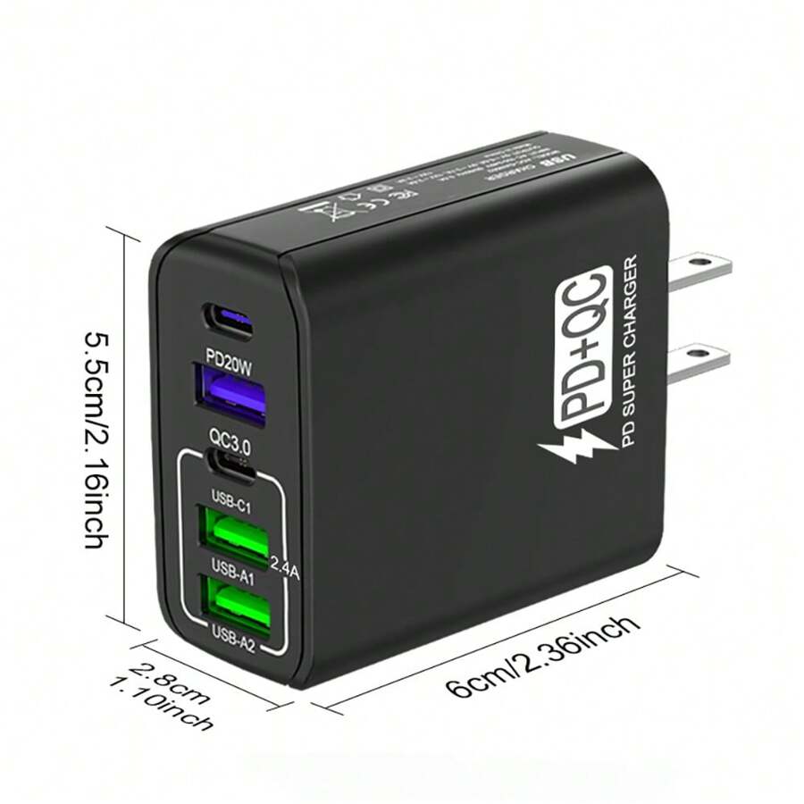 Fast Charge Protocol Multiport Fast Charger-PD And 3USB Ports Adapter ...