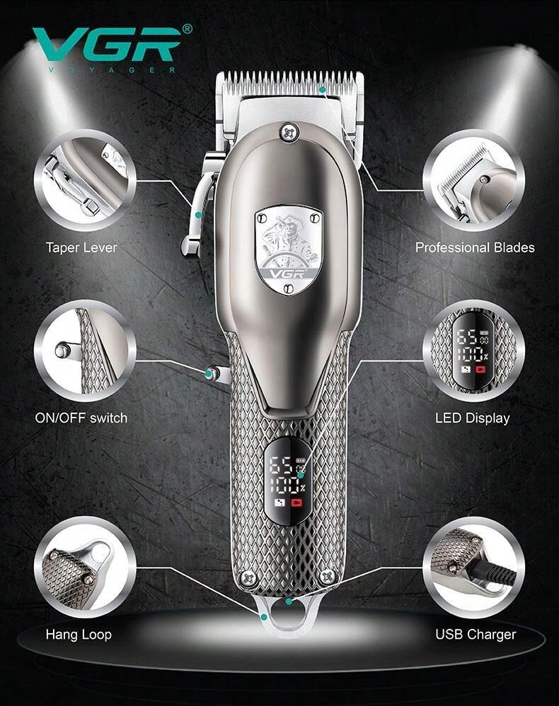 VGR VGR Adjustable Meatal Hair Cut Trimmer Machine Professional Electric Barber Hair Clipper ...