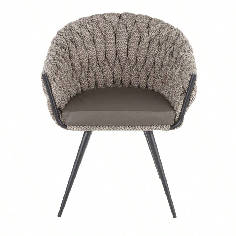 Braided Matisse Contemporary Chair In Black Metal With Grey Faux ...