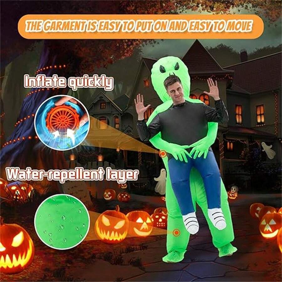 Green Alien Transformation Costume, Inflatable Alien Costume ...