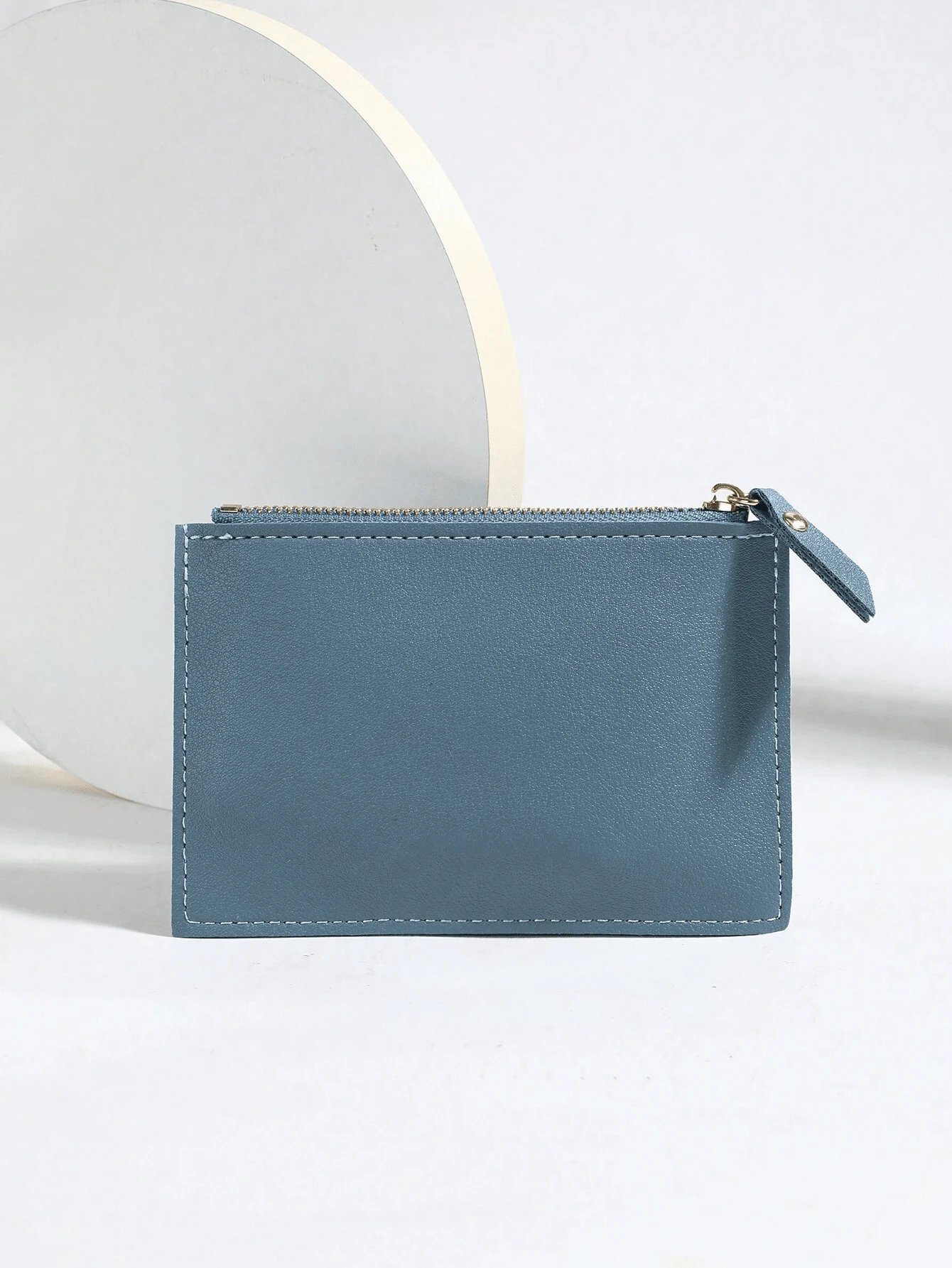 1pc Simple Button Closure Zipper Design Pu Material Short Wallet ...