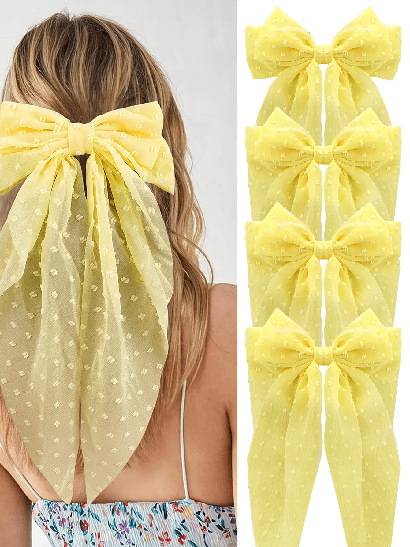 4 Pieces Royal Blue Bow Big Satin Bow Ladies Hair Clips Cute Big Hair ...