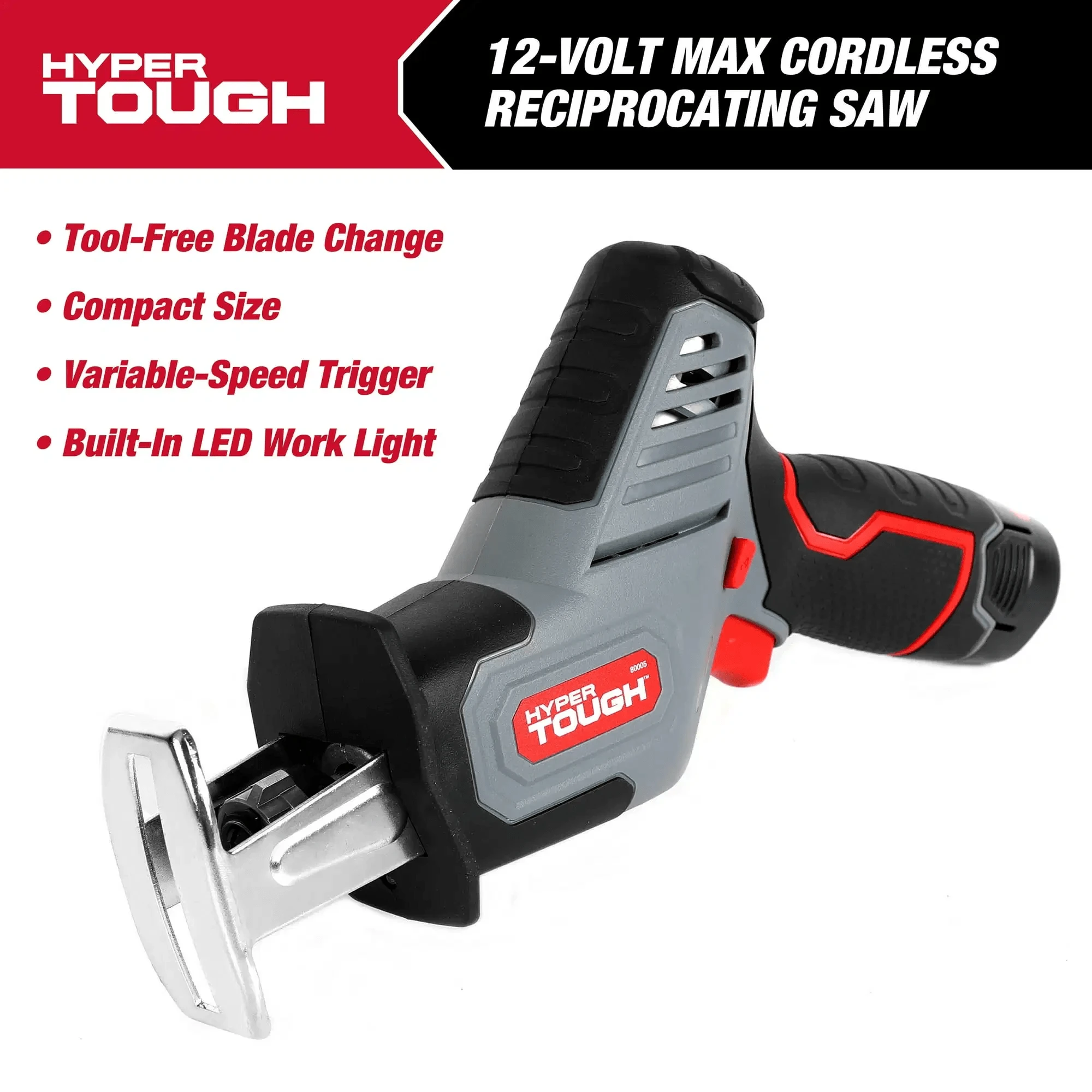Hyper Tough 12V Max Lithium-Ion Compact Reciprocating Saw With 1.5Ah ...