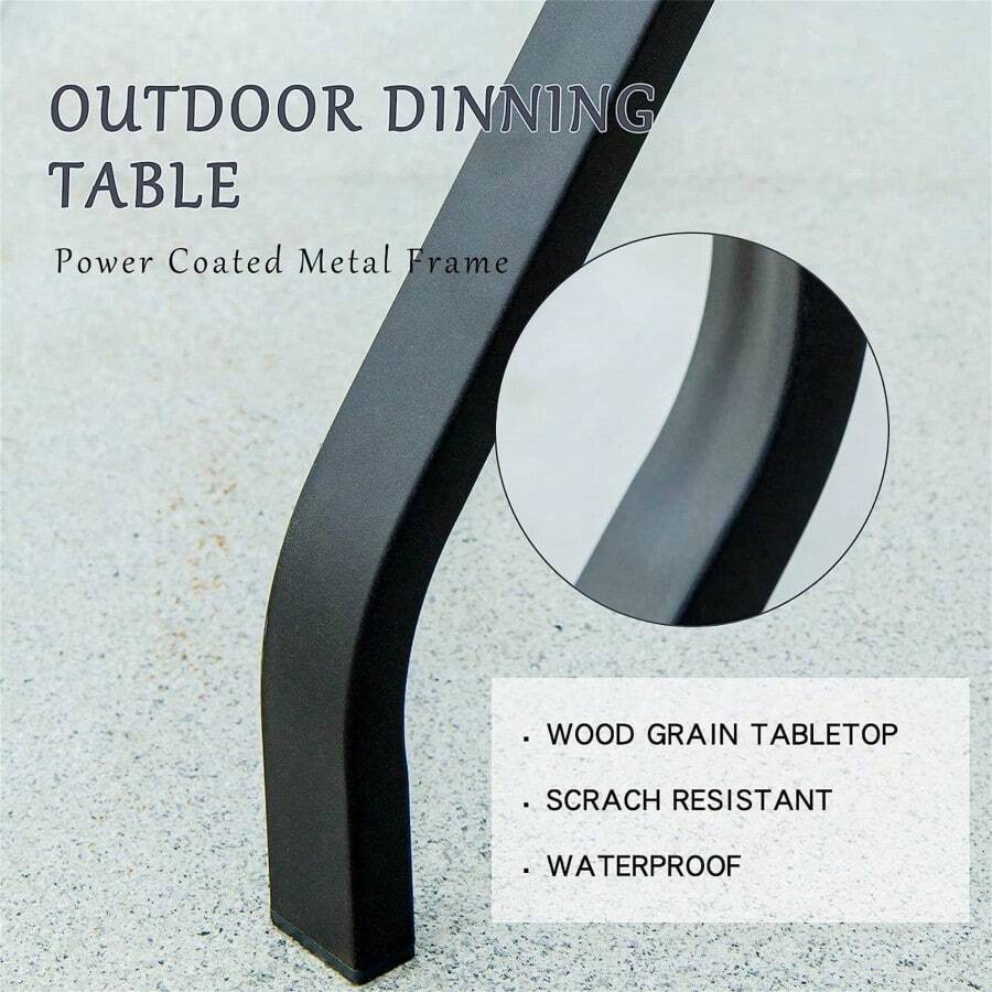 Outdoor Patio Dining Table Square Metal Table With Umbrella Hole And ...