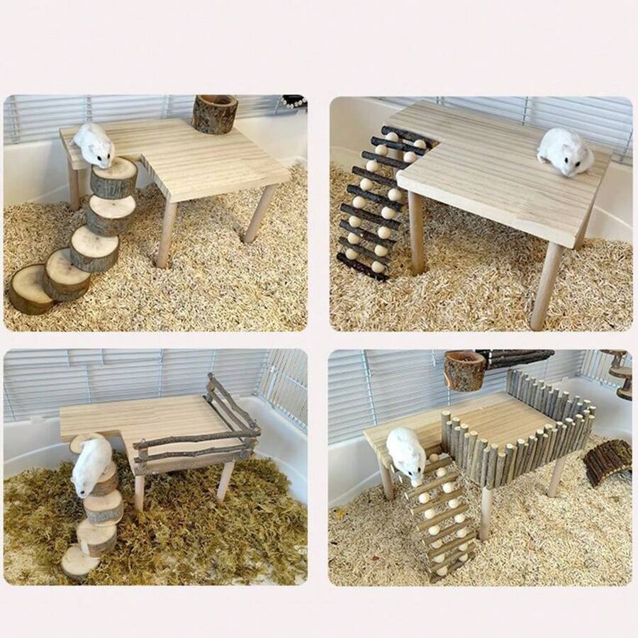 Wooden Hamster Platform With Climbing Ladder, Chinchilla Platform ...