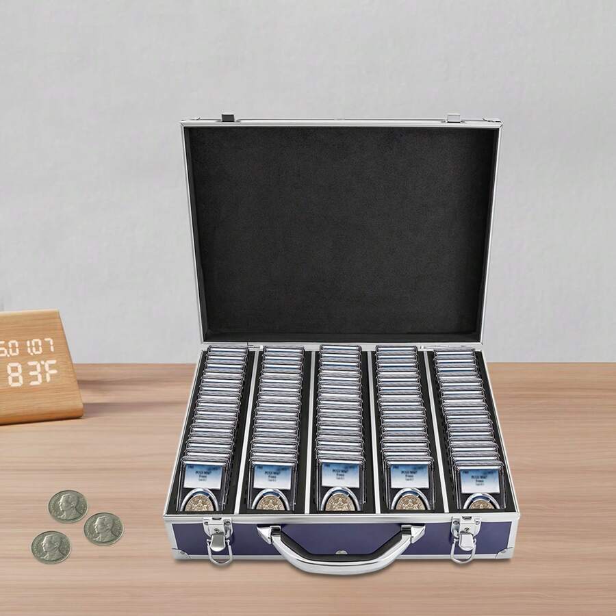 Coin Display Storage Box 100 Coin Holders Slabs Box Display Tool ...