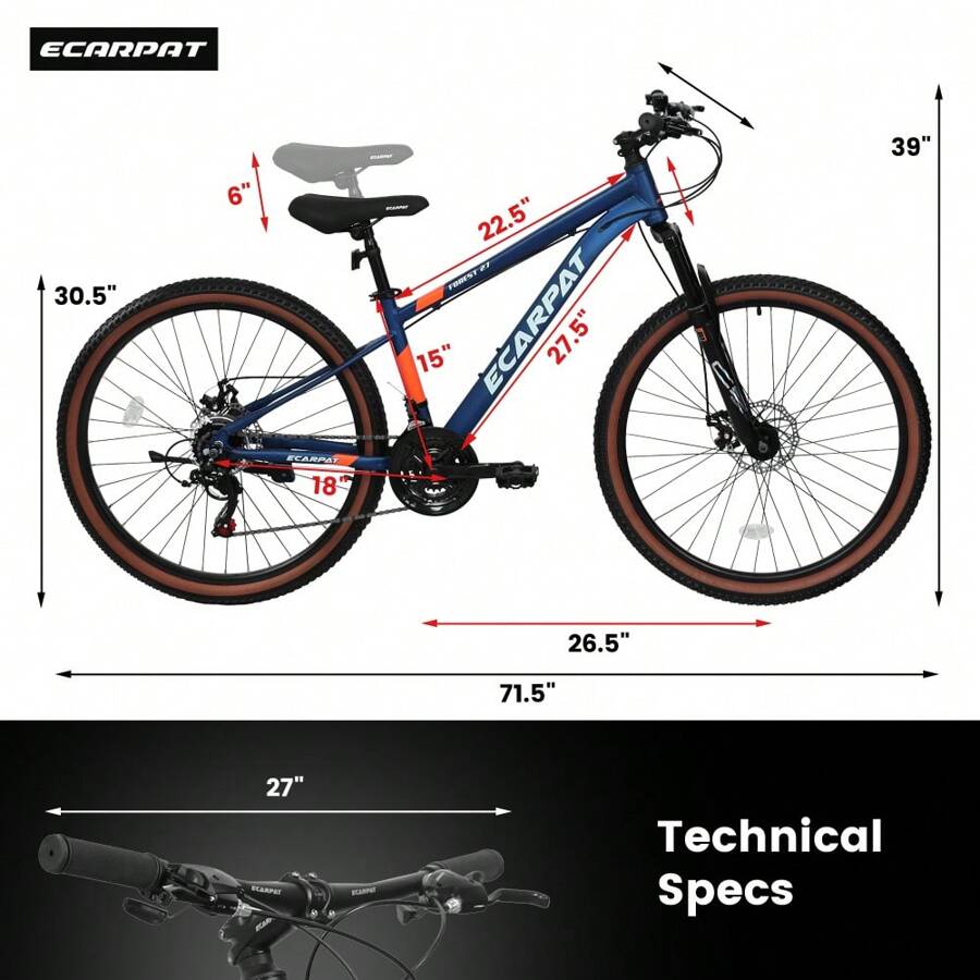 27 Inch Wheel Mountain Bike, 21-Speed Disc Brake Trigger Transmission ...