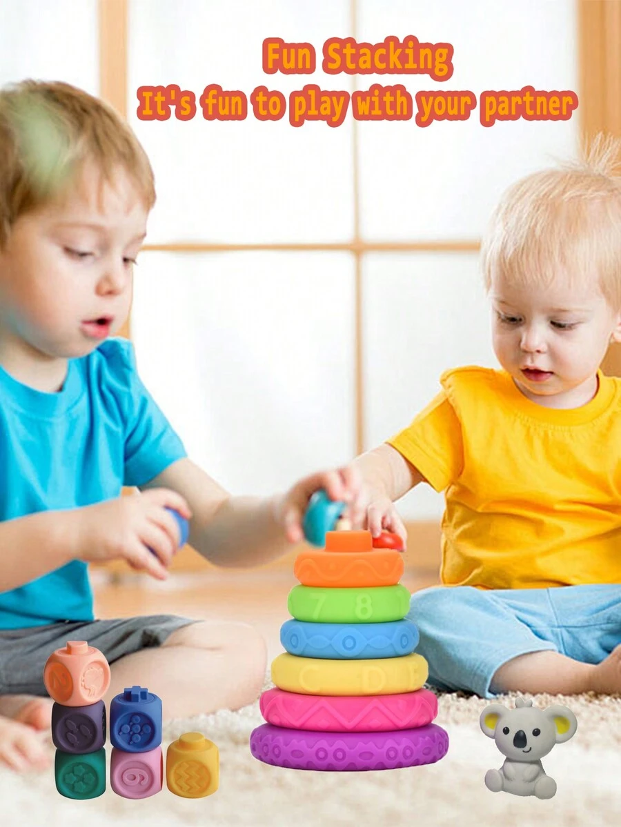 Infant Puzzle Blocks Cognitive Embossed Cubes Soft Blocks Jenga ...