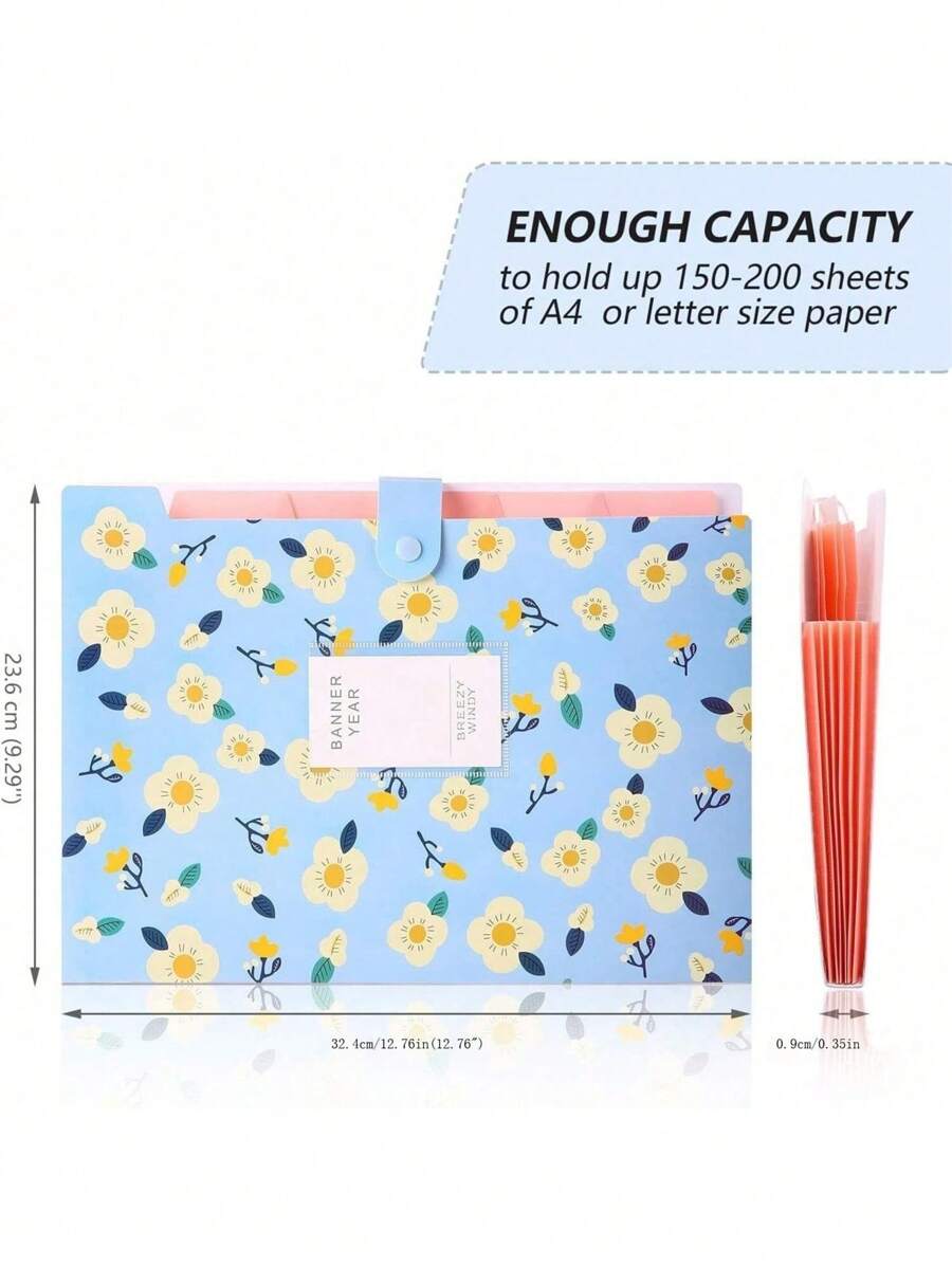Floral Style File Folder, Expanding File Folder With Tabs, 6 ...