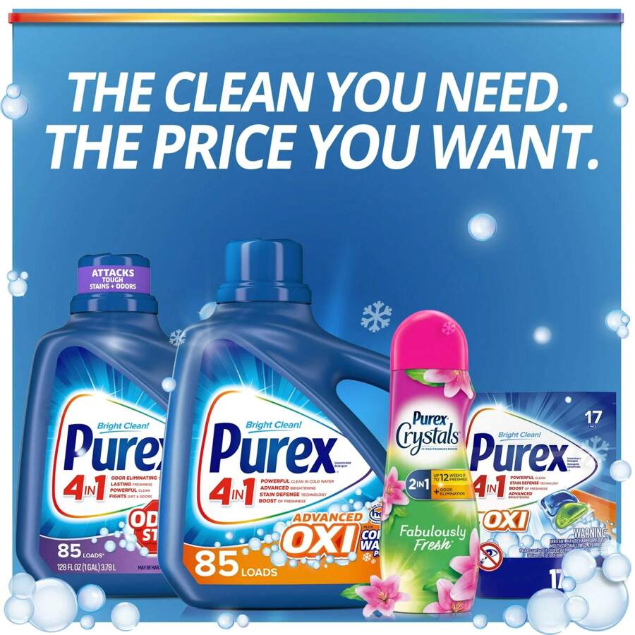 Purex Liquid Laundry Detergent Plus OXI, Stain Defense Technology, 128 Fluid Ounces, 85 Wash ...