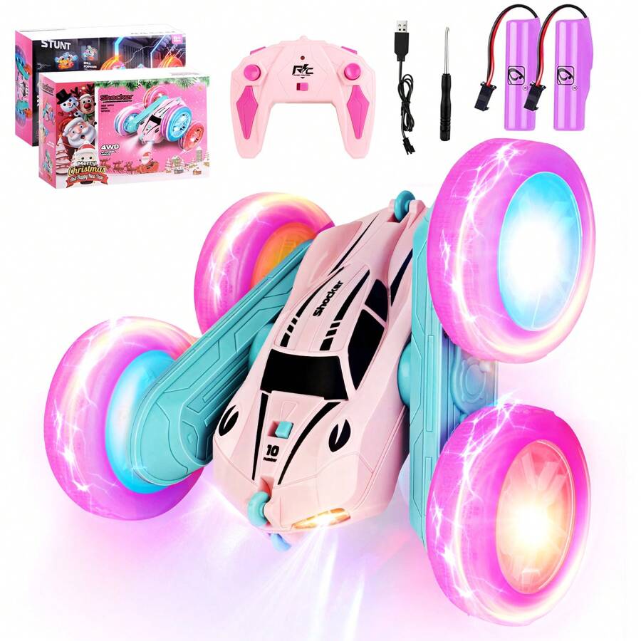 1pc Remote Control Car With Led Light Rc Car Track Car For Girls 6 12 Years Old 24ghz 4wd 