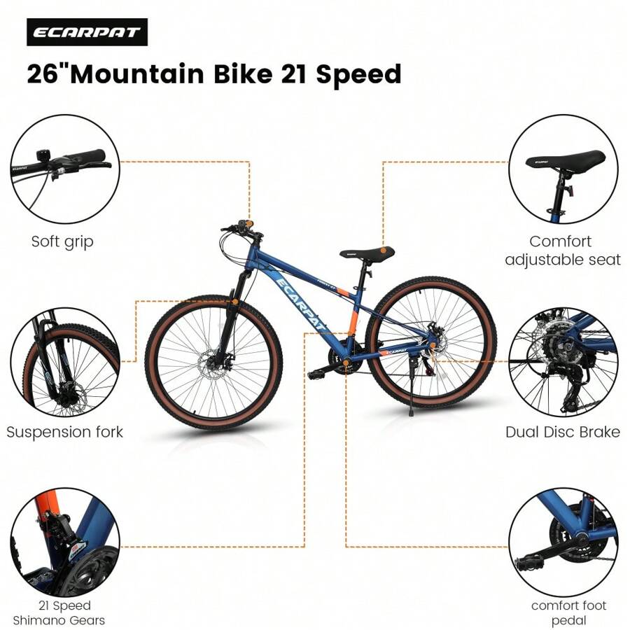 27 Inch Wheel Mountain Bike, 21-Speed Disc Brake Trigger Transmission ...
