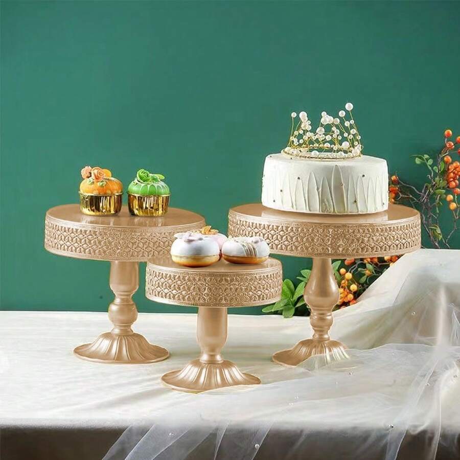 3pcs Of Diameter 8", 10", 12" Cake Stands Set With Lace Trim For ...