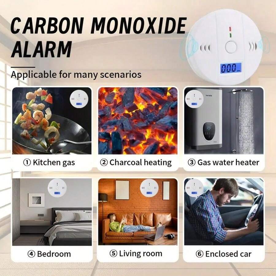 1pc Carbon Monoxide Detector, CO Alarm Detector With LCD Display, Coal ...