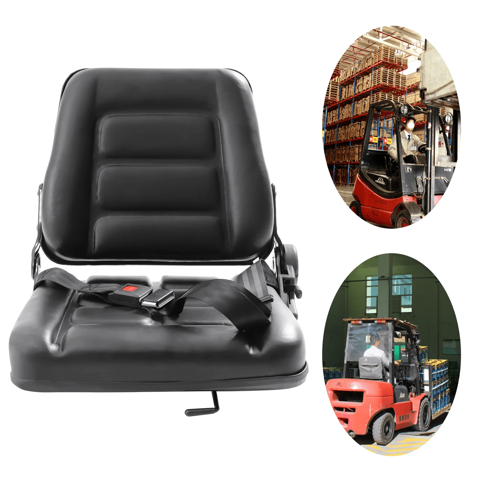 Universal Tractor Seat With Seatbelt, Adjustable PVC Forklift Seat ...