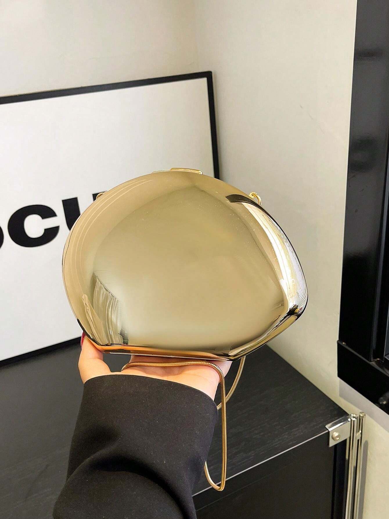 2024 Gold Acrylic Dumpling Shape Clutch Bag Glossy Shell Handbag With ...