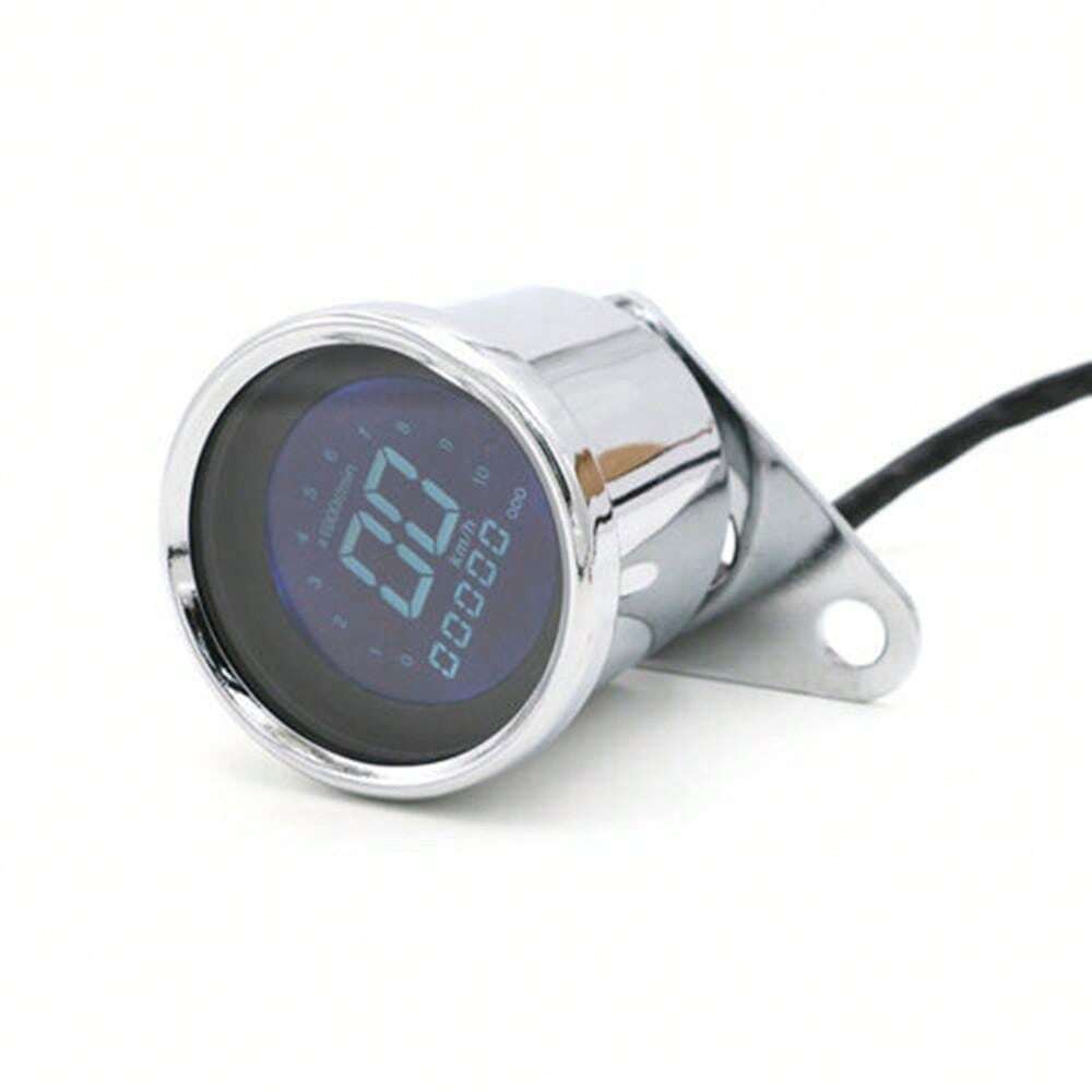 Universal Motorcycle LED Digital LCD Tachometer Speedometer Fuel Gauge ...