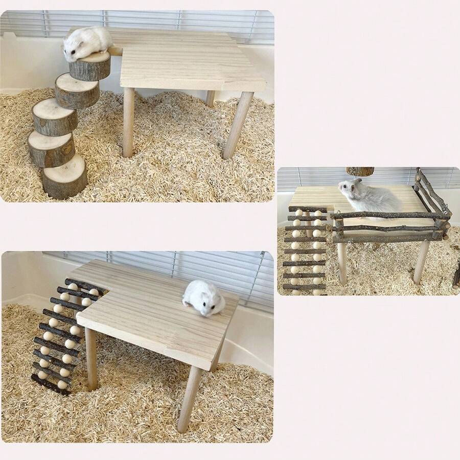 Wooden Hamster Platform With Climbing Ladder, Chinchilla Platform ...