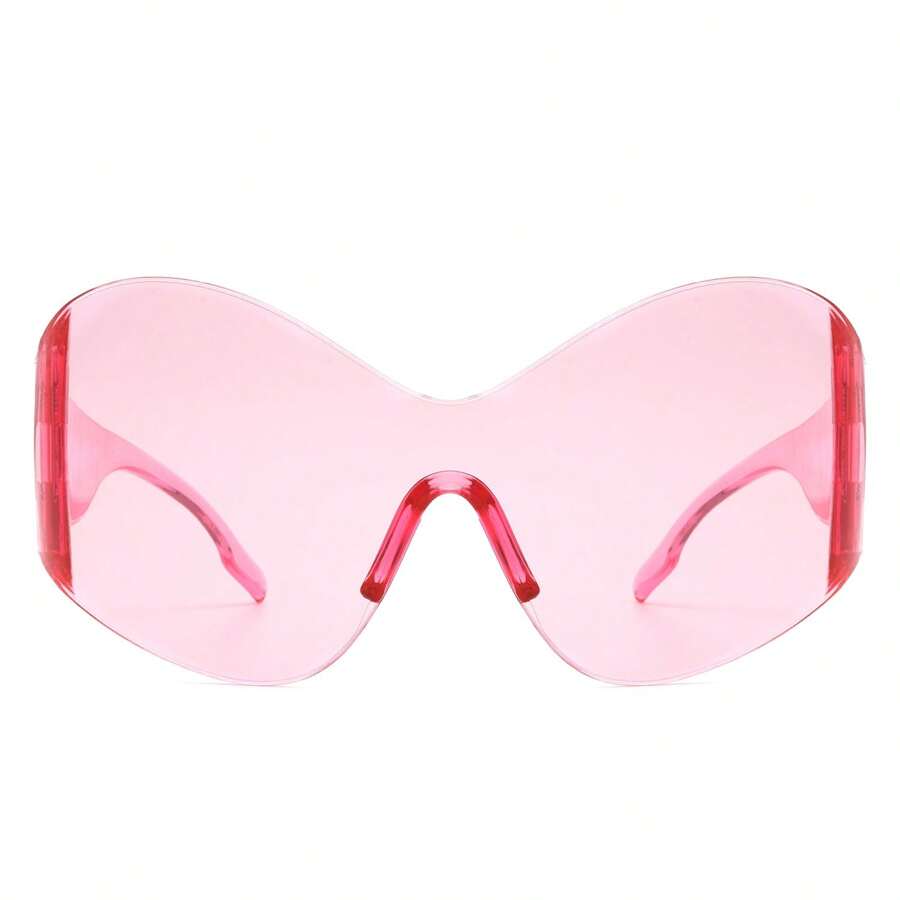 Women's Shield Sunglasses – Rimless Oversized Wraparound Frame Fashion ...
