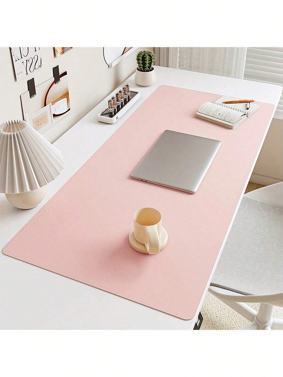 Premium Pink Faux Leather Desk Pad - Large Anti-Slip Mouse Pad With ...