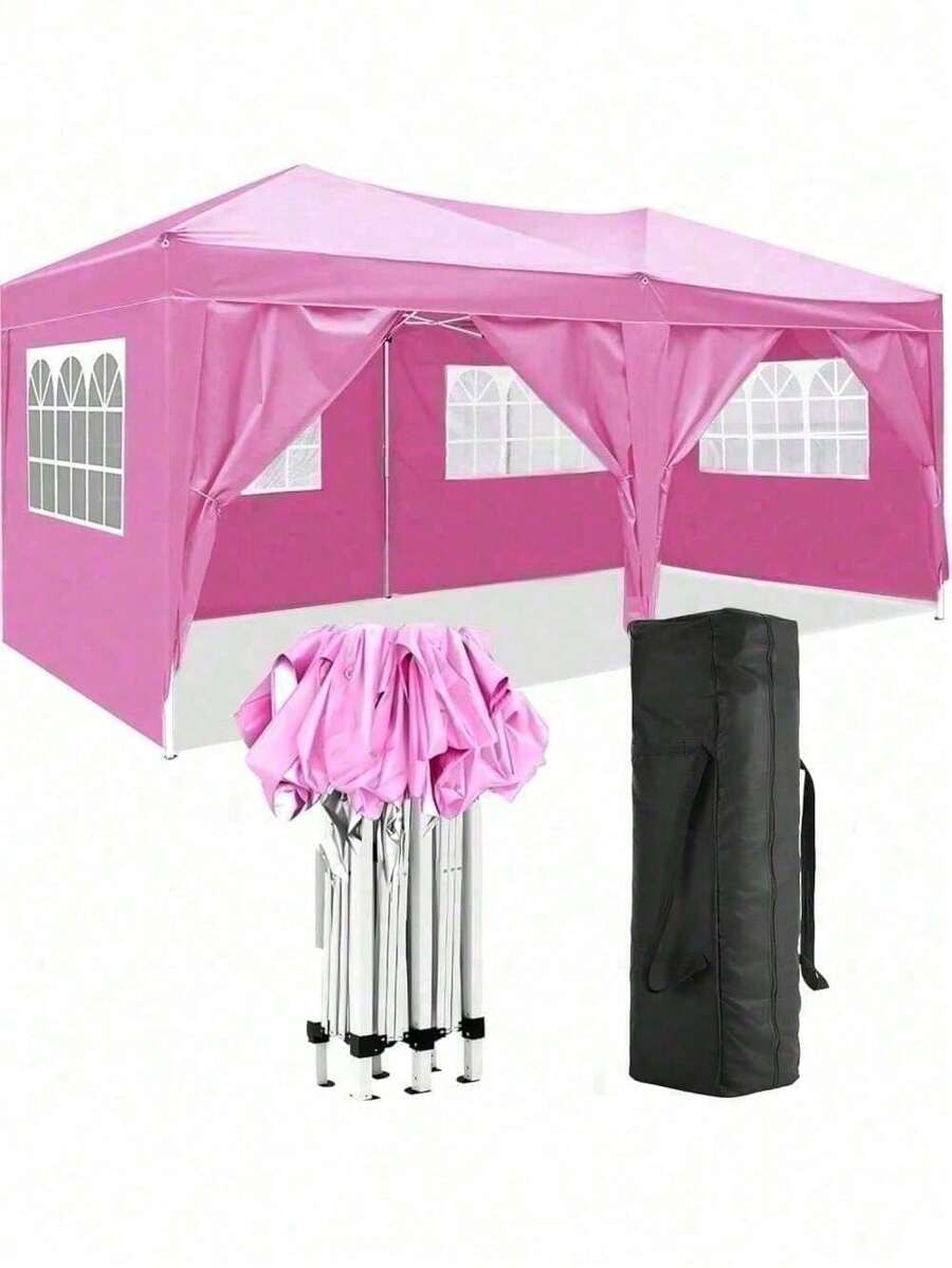 10'x20' Folding Canopy With 6 Removable Sidewalls Outdoor Event Shelter UPF 50+ Gazebo Portable ...