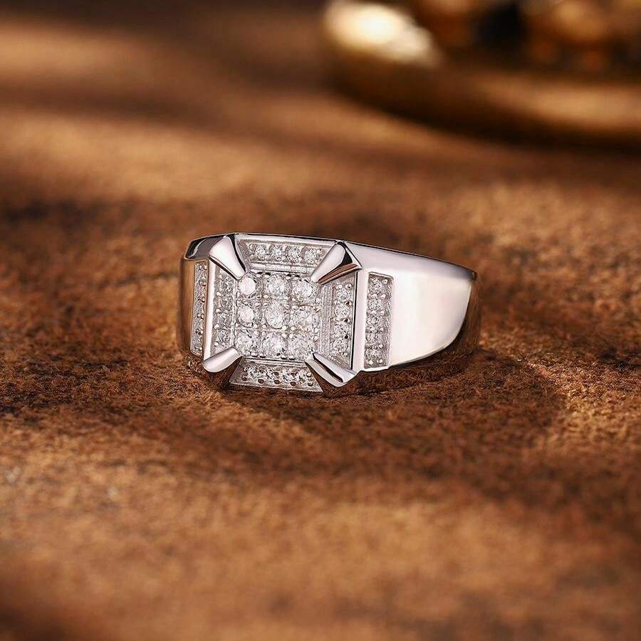 1 pieza Anillo de hombre de plata esterlina S925, incrustado con ...