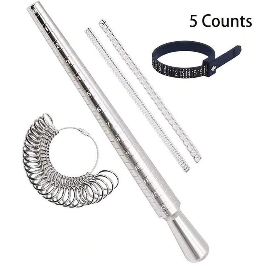 5 Counts Ring Sizer Measuring Tool Round Ring Mandrel Ring Size ...