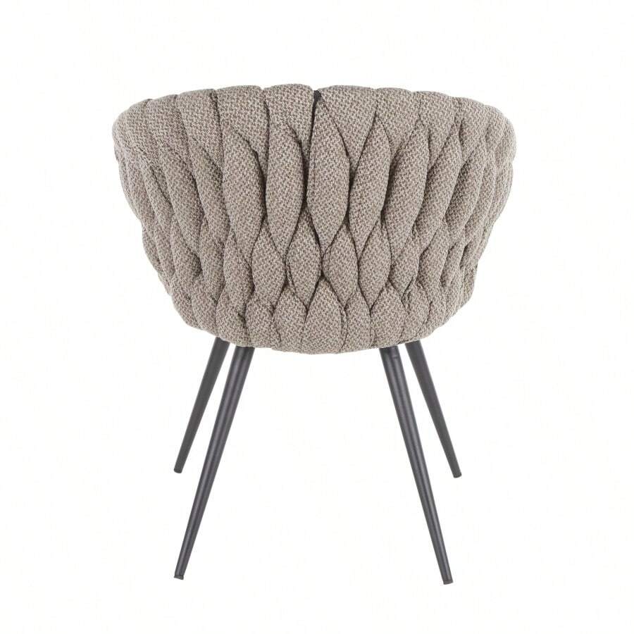 Braided Matisse Contemporary Chair In Black Metal With Grey Faux ...