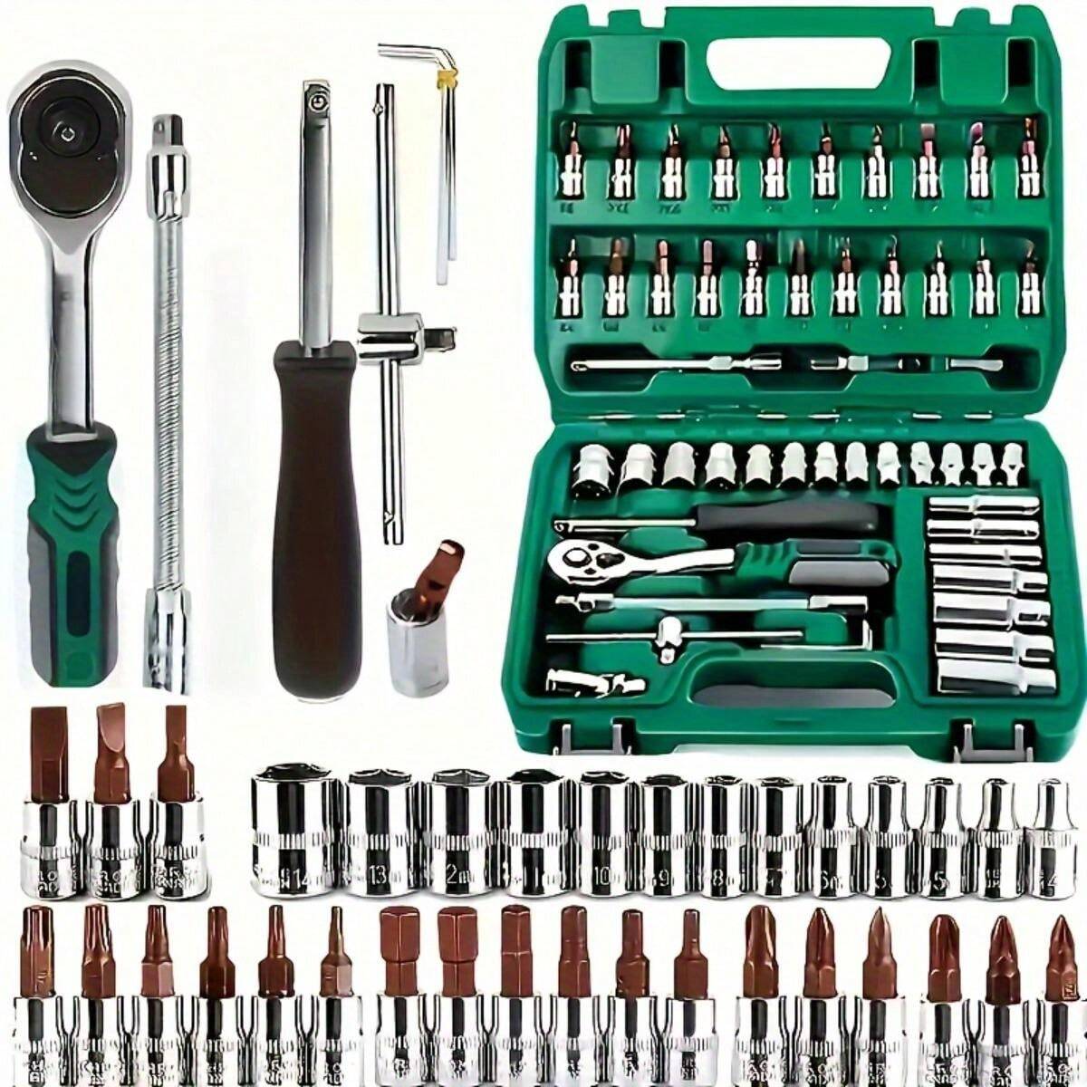 46pcs Compact Ratchet And Bit Set With Adjustable Belt - Perfect For ...