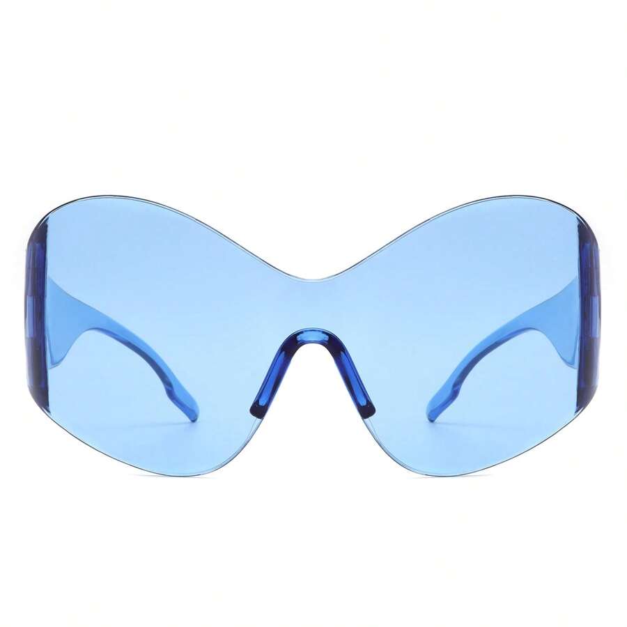 Women's Shield Sunglasses – Rimless Oversized Wraparound Frame Fashion ...