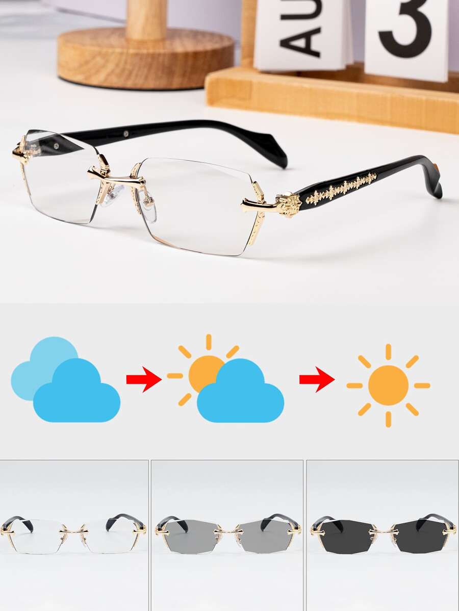 Gafas sin montura fotocromáticas antirradiación para mujeres, lentes de ...