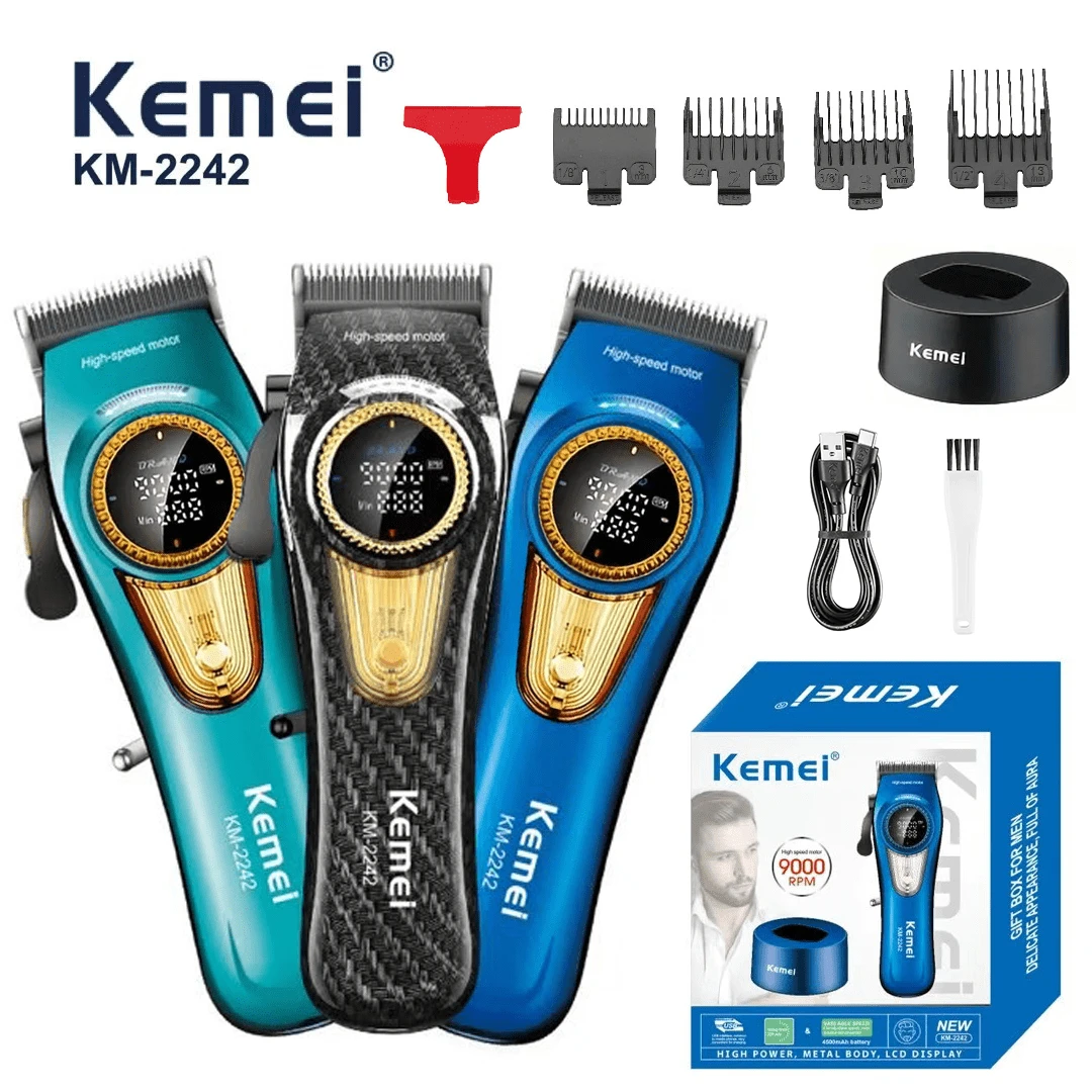 Kemei Máquina de Cortar Cabelo KEMEI KM-2242 com Motor Sem Escova, Carregamento USB e Base de ...
