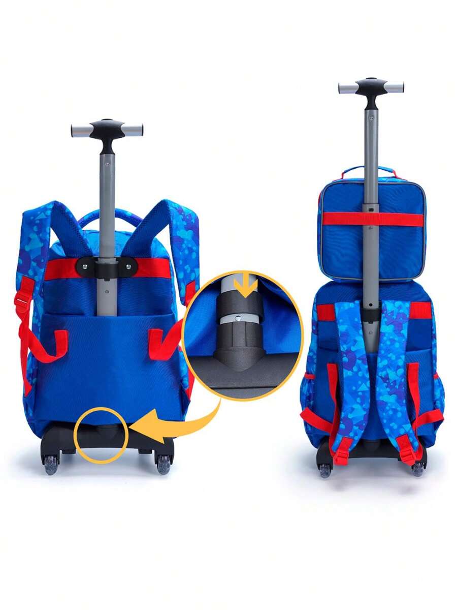BLING BABIES 3PCS Set Rolling Backpack For Boys Cyan Cartoon Soccer ...